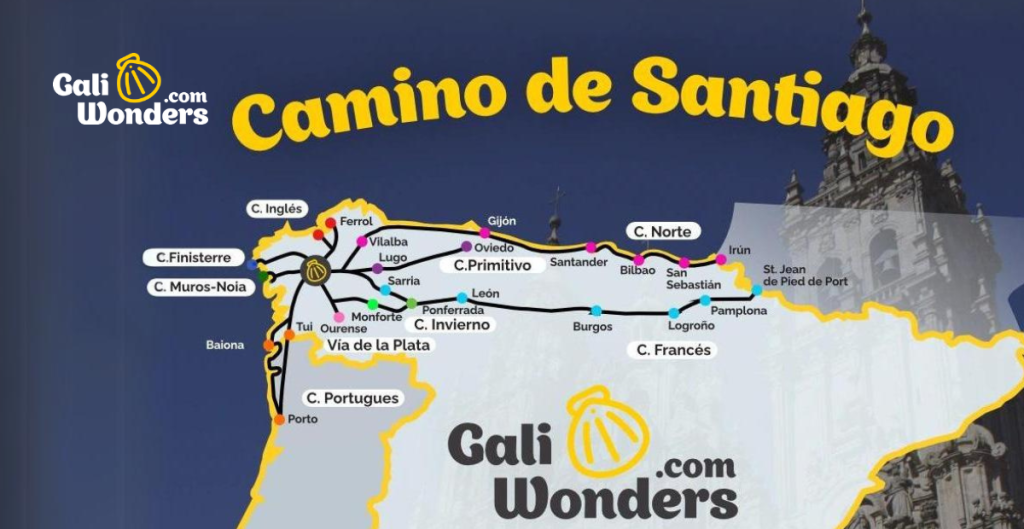 Maps of the Camino de Santiago routes | Galiwonders